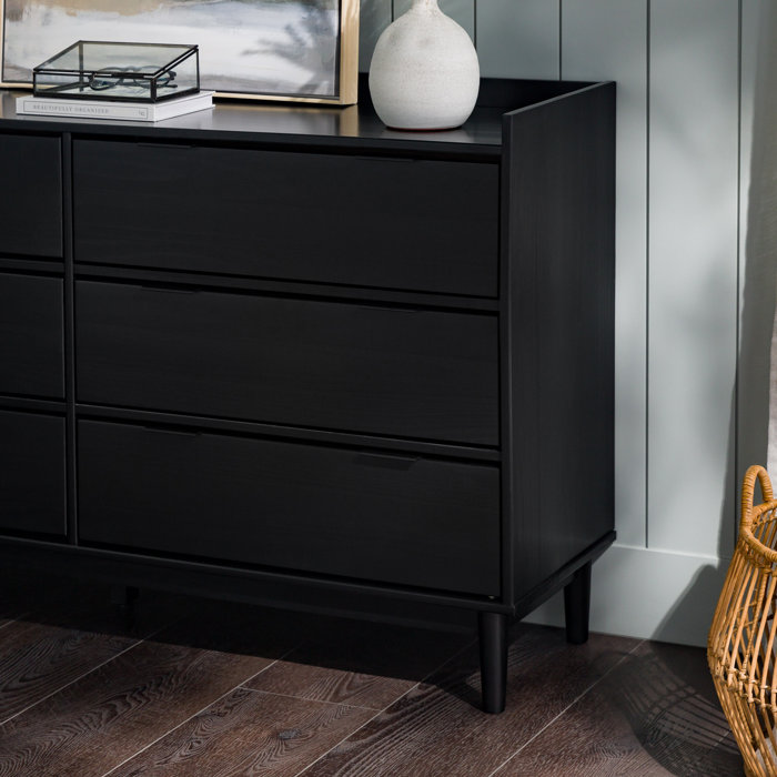 Ebern Designs Niarose 6 Drawer 55" W Solid Wood Double Dresser & Reviews | Wayfair